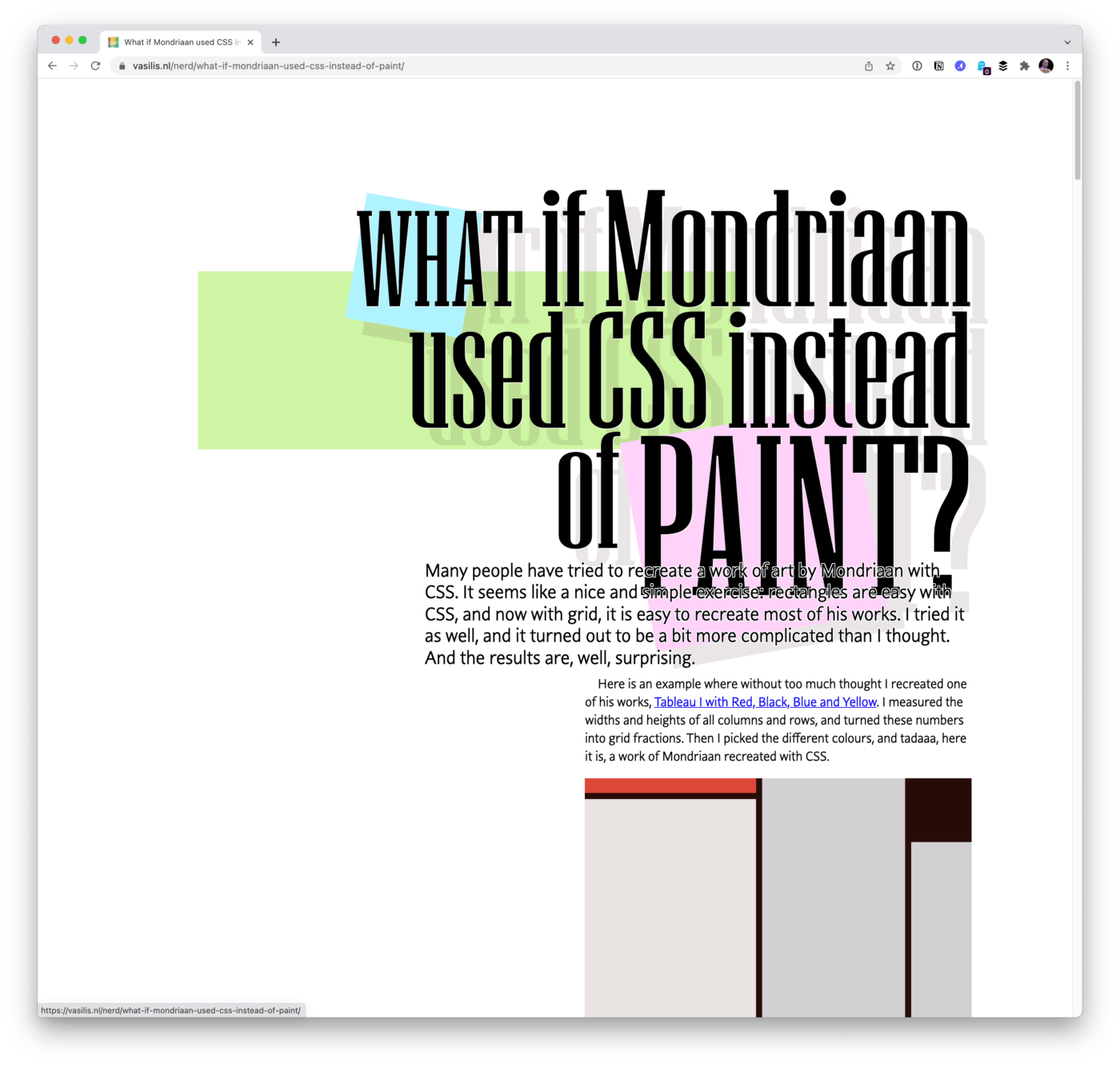 Mondrian Art in CSS From 5 Code Artists - TECHNOBABBLE